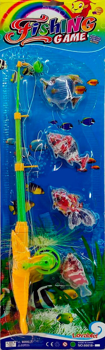 Настольная игра-рыбалка "FISHING GAME" 66618, спиннинг + 4 рыбки, на блистере 51х15 см