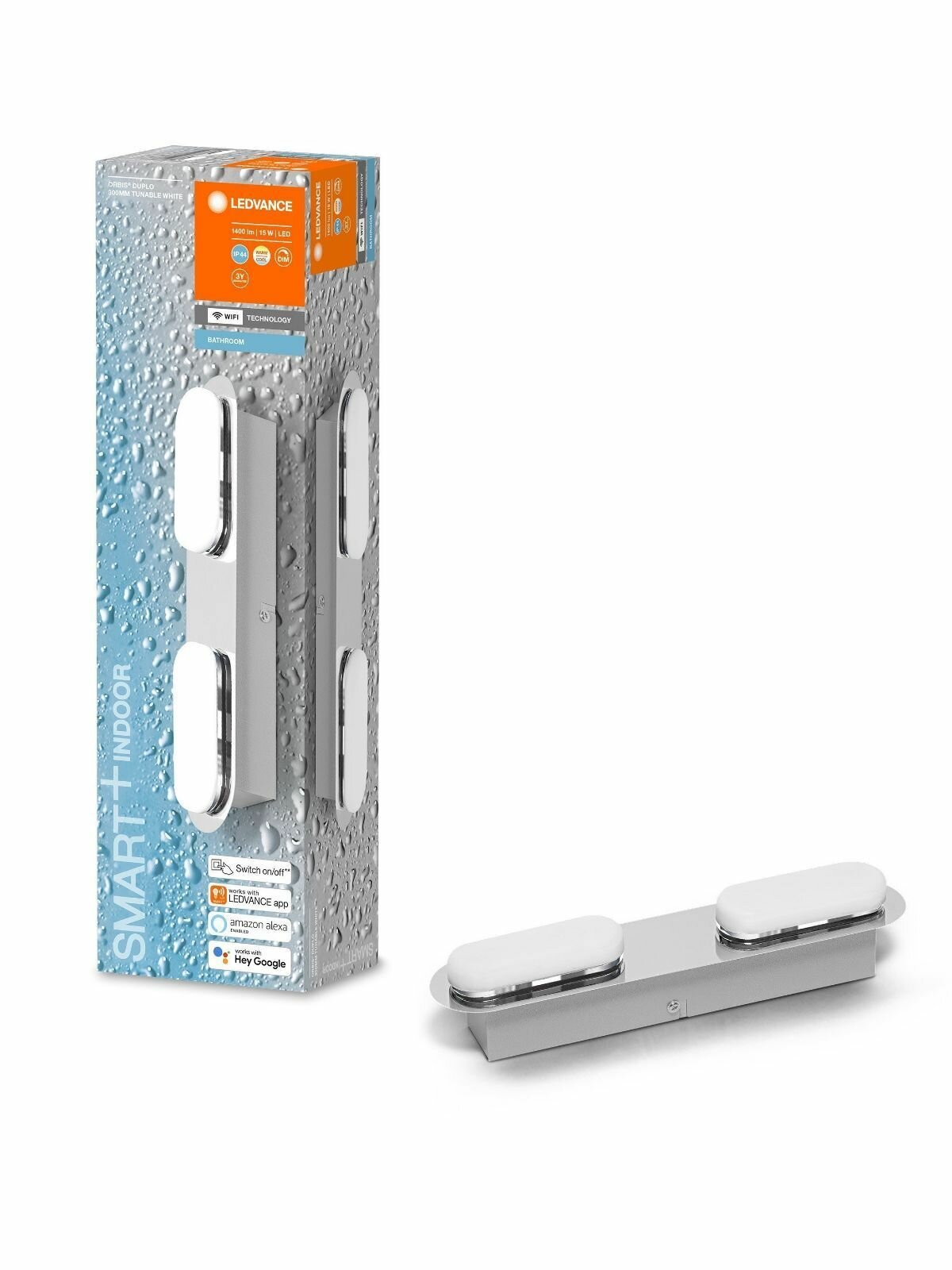 Умный светодиодный настенный светильник для ванной комнаты LEDVANCE SMART+ WIFI ORBIS WALL DUPLO, 15 Вт, 1400Лм, 3000-6500К, IP44, 300мм