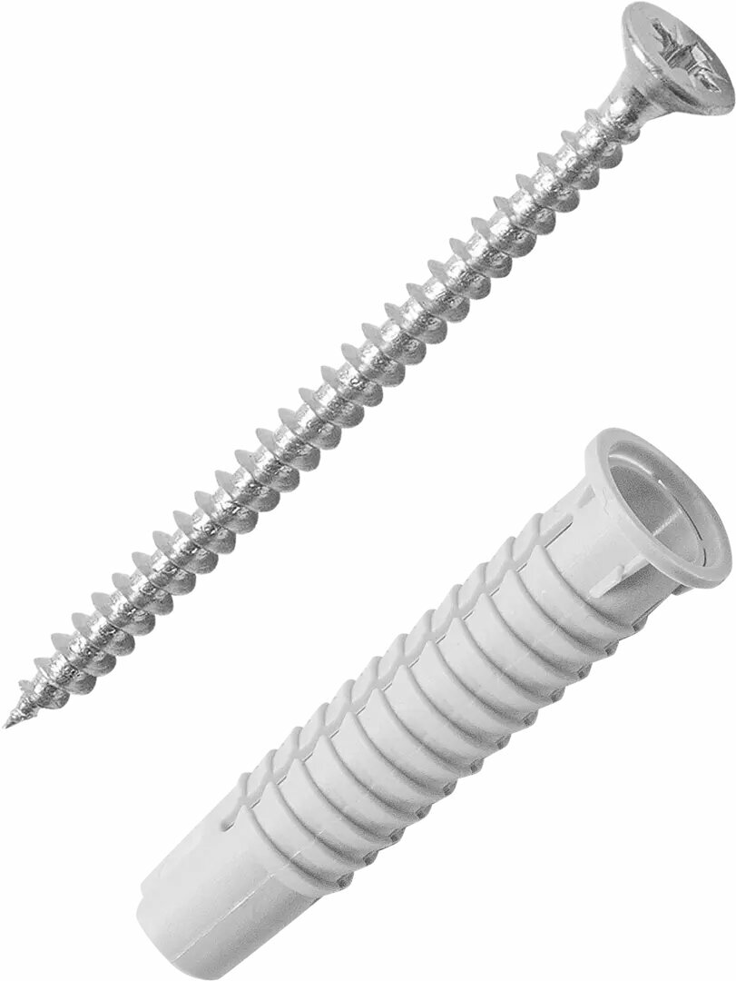 Дюбель потайной Standers PDU N 8x40 мм, с шурупом 5x60 мм, нейлон, 200 шт.