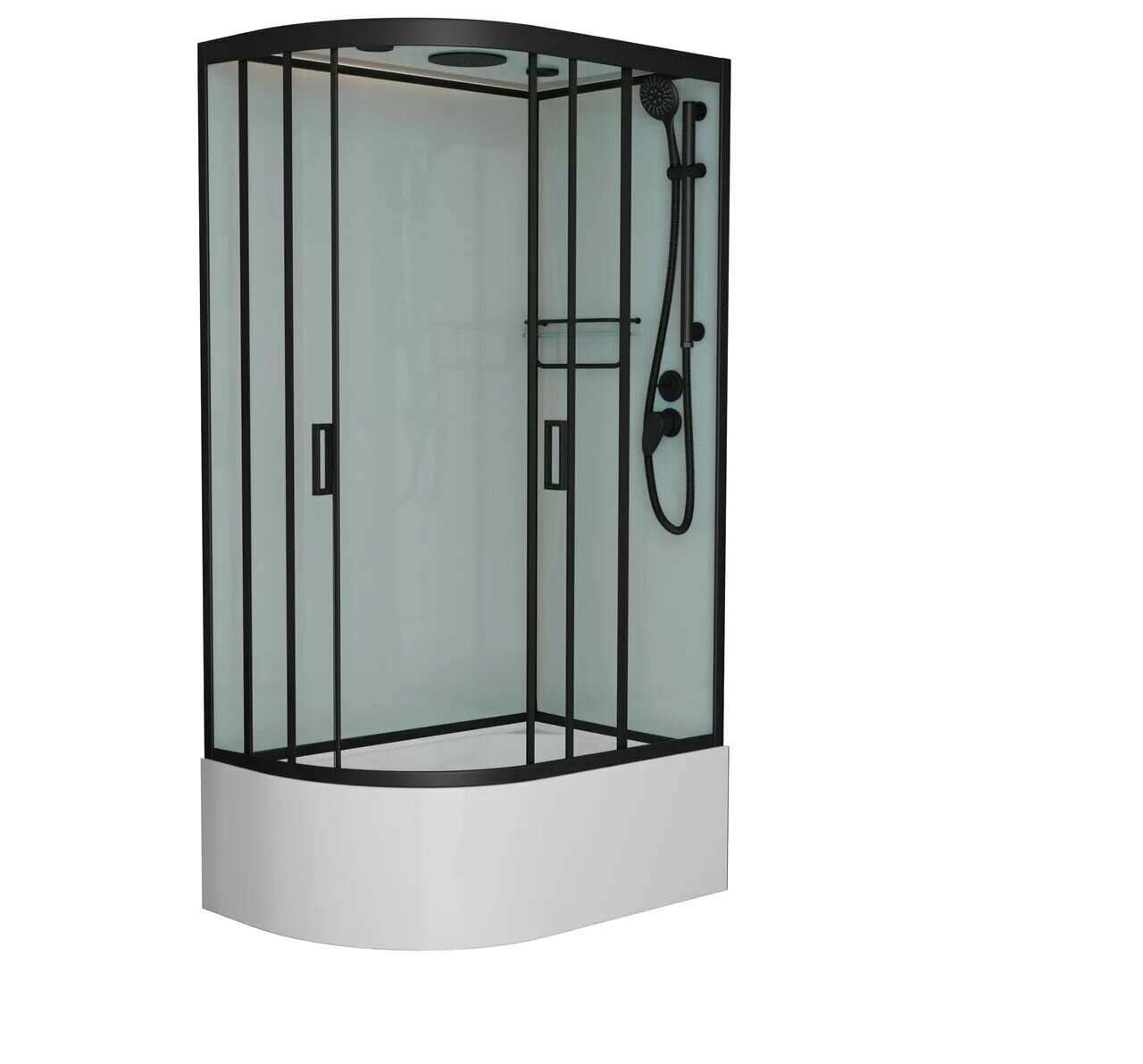Душевая кабина Frank Orbis 412/2R М Black правосторонняя высокий поддон