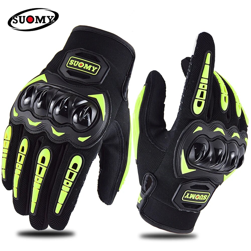 Летние мотоциклетные перчатки SUOMY с сенсорным экраном и полным пальцем для Зеленый, XXL, Green