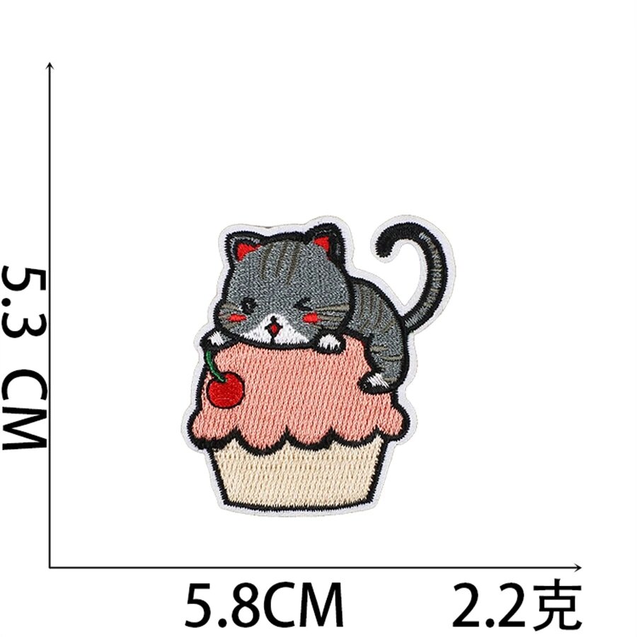Серые нашивки кошка с кексом, 5.3x5.8 см, Color: 03