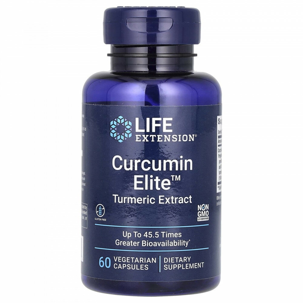 Life Extension, Curcumin Elite, экстракт куркумы, 60 растительных капсул