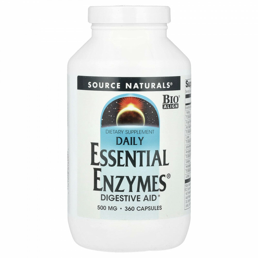 Source Naturals, Daily Essential Enzymes®, 500 мг, 360 капсул
