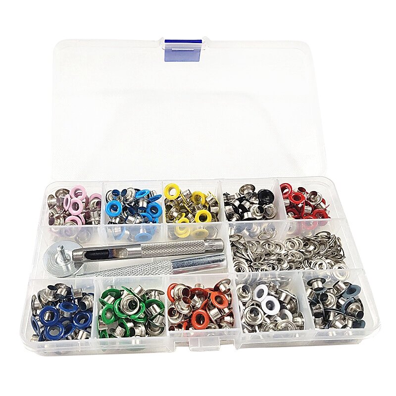 300 шт 5 мм металлические пряжки с люверсами + монтажные инструменты люверсы заклепки замена цветные пряжки шнурки отверстие для глаз кожа DIY ремесло
