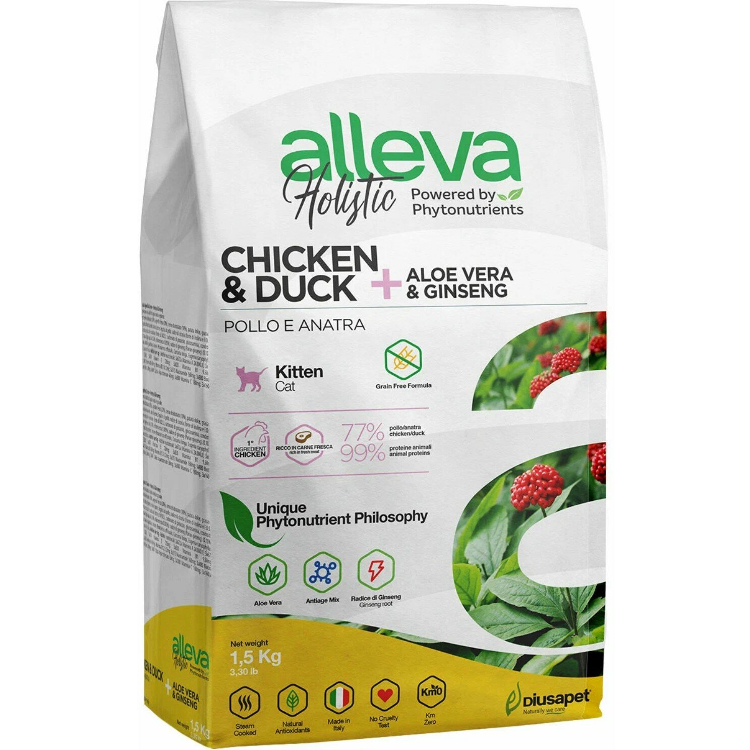 ALLEVA HOLISTIC Сухой корм для котят с курицей и уткой 1,5кг