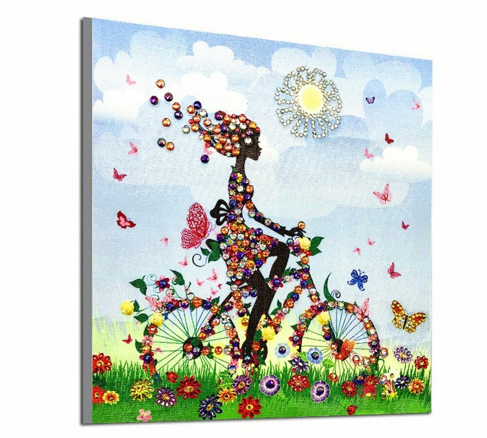 Алмазная мозаика "Прекрасная девушка", размер полотна 30*30 см, размер выкладки 24*24 см, r8029 частичная выкладка, фигурные стразы, 30*30см, без подрамника