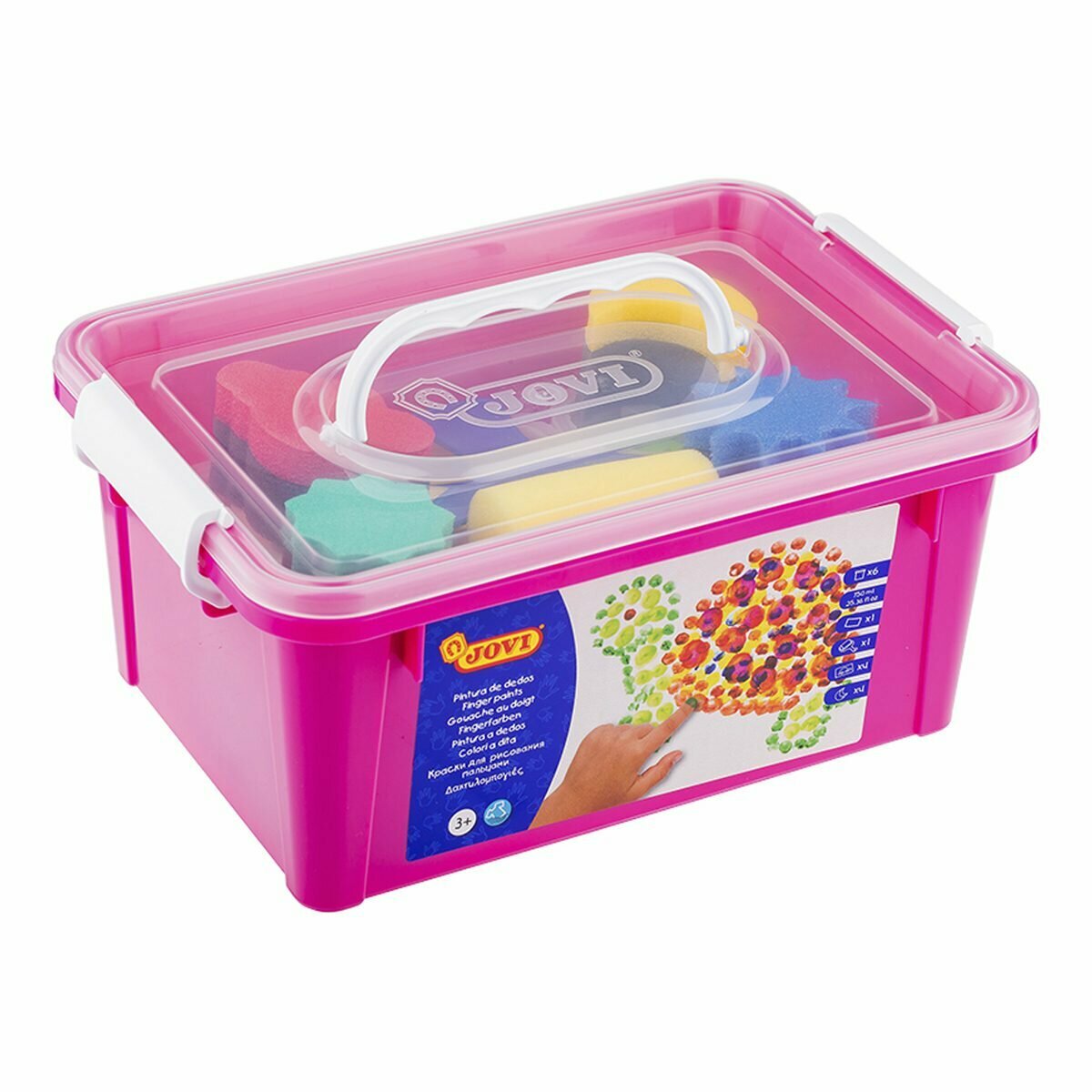 Краски пальчиковые 6 цветов Jovi, 750г, с аксессуарами (566), 4 уп.