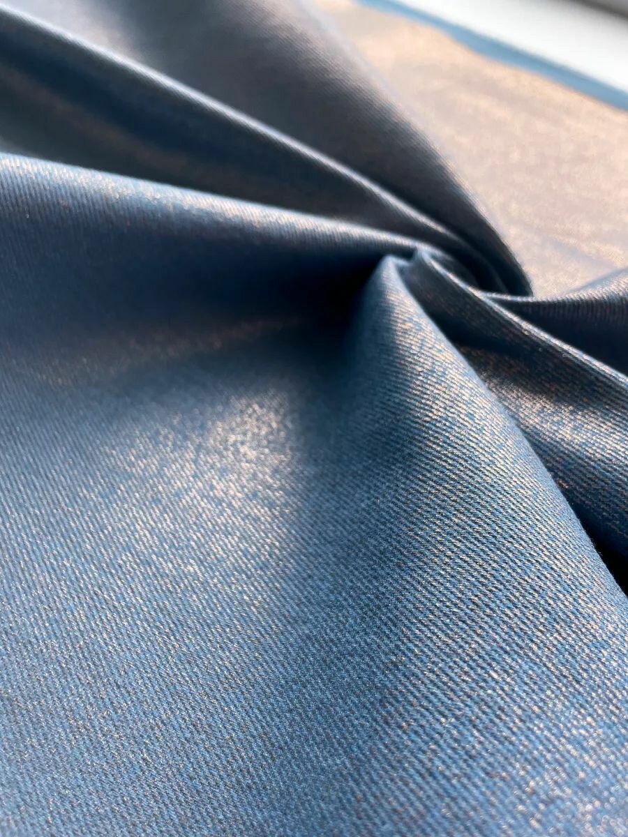 Ткань джинсовая Металлик, 80% x/б, 15% п/э, 5% эластан, бронза, 1 м