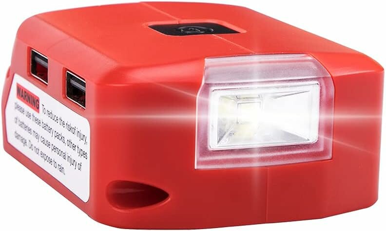 Адаптер для аккумулятора Milwaukee m18, порт постоянного тока, светодиодный рабочий свет 3 Вт и двойной USB-адаптер зарядного устройства