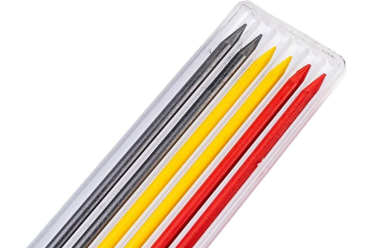 Графитовые грифели для карандаша WOODWORK d2,8 мм, красный, жёлтый, черный по 2 шт, 6 шт. в наборе RIF-28C