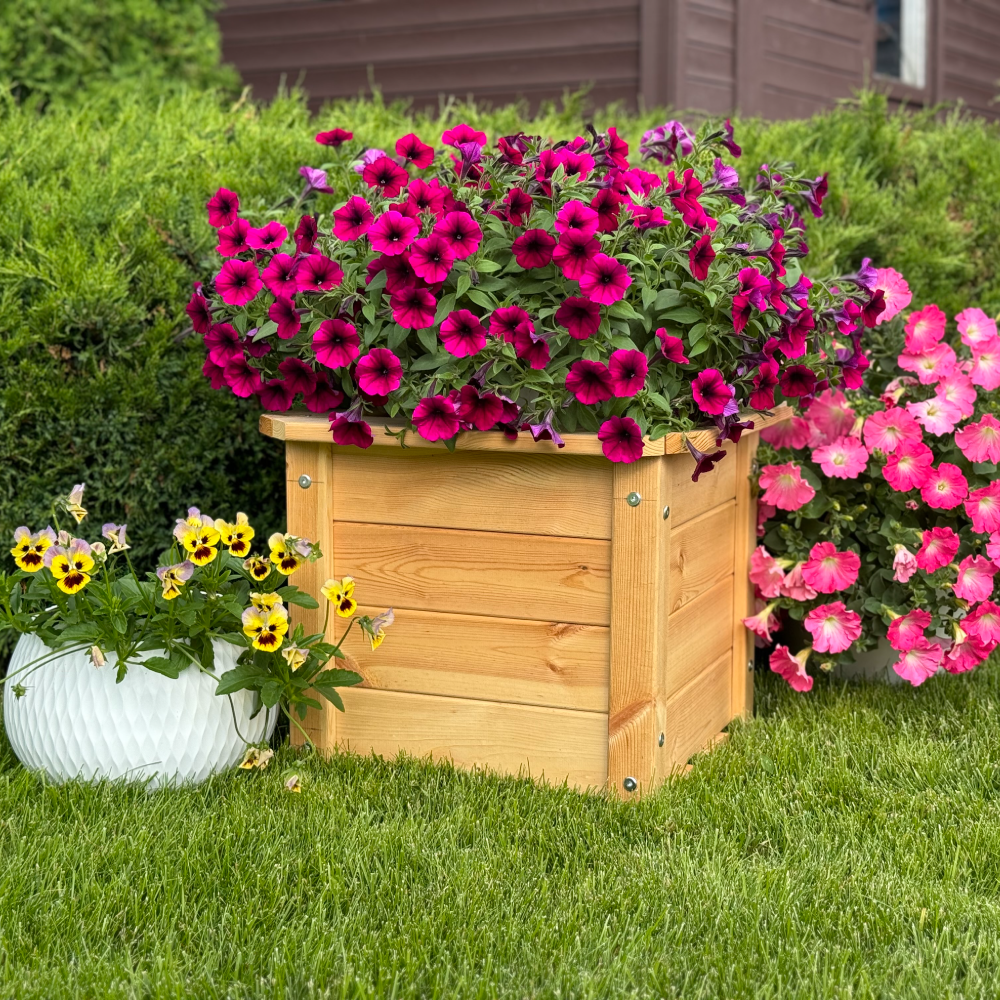 Кашпо деревянное, большое для цветов и растений, уличное, без окрашивания