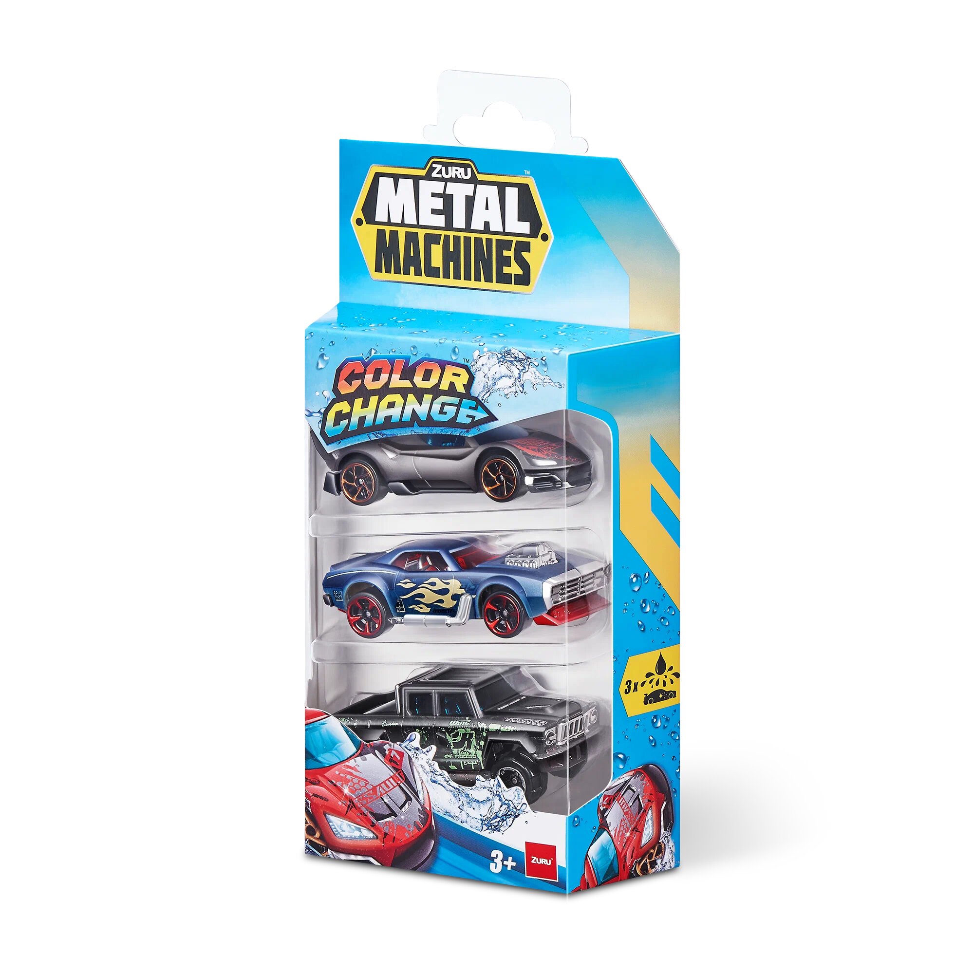 Набор машинок Zuru Metal Machines меняющих цвет 3 штуки 67101