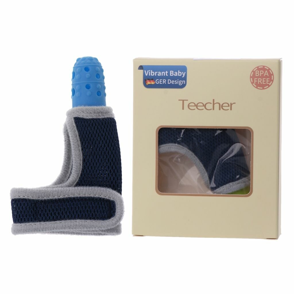 Набор детских силиконовых молярных пальцев синего цвета