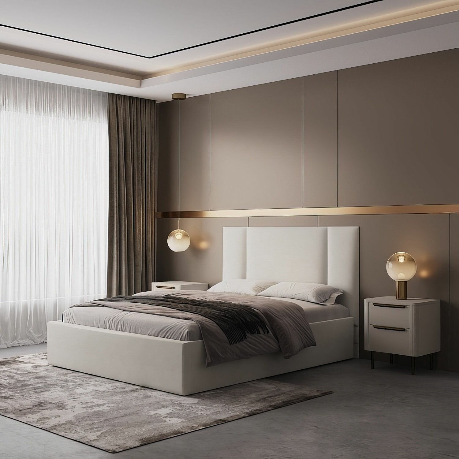 Кровать с матрасом 140х200 двуспальная с подъемным механизмом, с ящиком для белья, белая