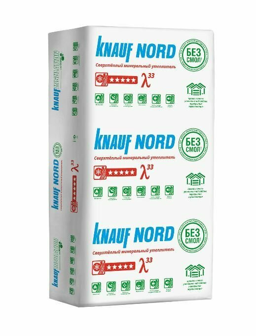Утеплитель Knauf Nord 50х600х1250 мм 9 кв. м 12 плит