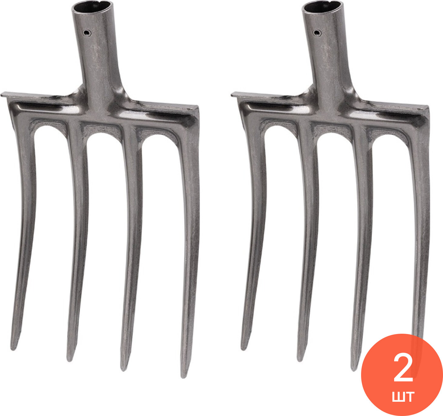 Вилы PARK / Парк F-01 для огорода копальные усиленные с упором для ноги, без черенка, 37.5см / садовый инструмент (комплект из 2 шт)