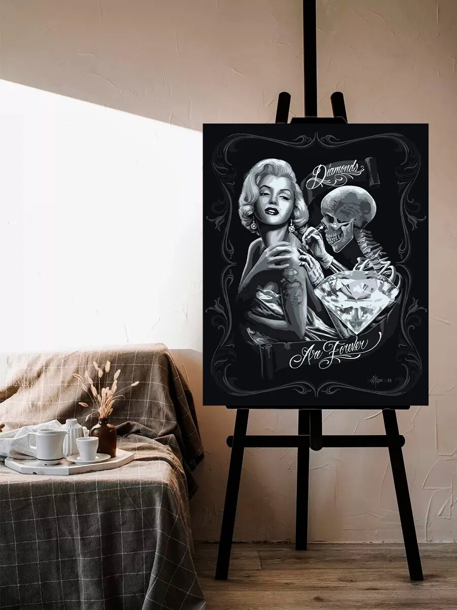 Картина по номерам Мэрилин Монро Скелет Тату