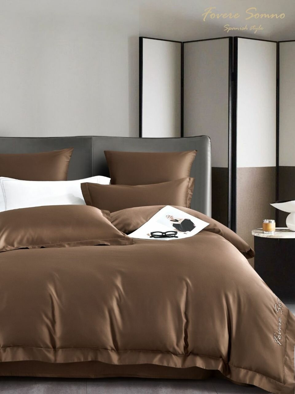 Постельное белье Евро Fovere Somno, Люкс Сатин, Египетский хлопок