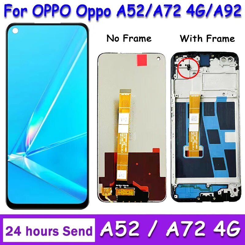 6,5-дюймовый OEM-дисплей для Oppo A72 A92 CPH2067 CPH2069 с рамкой и сенсорным экраном A52 No Frame