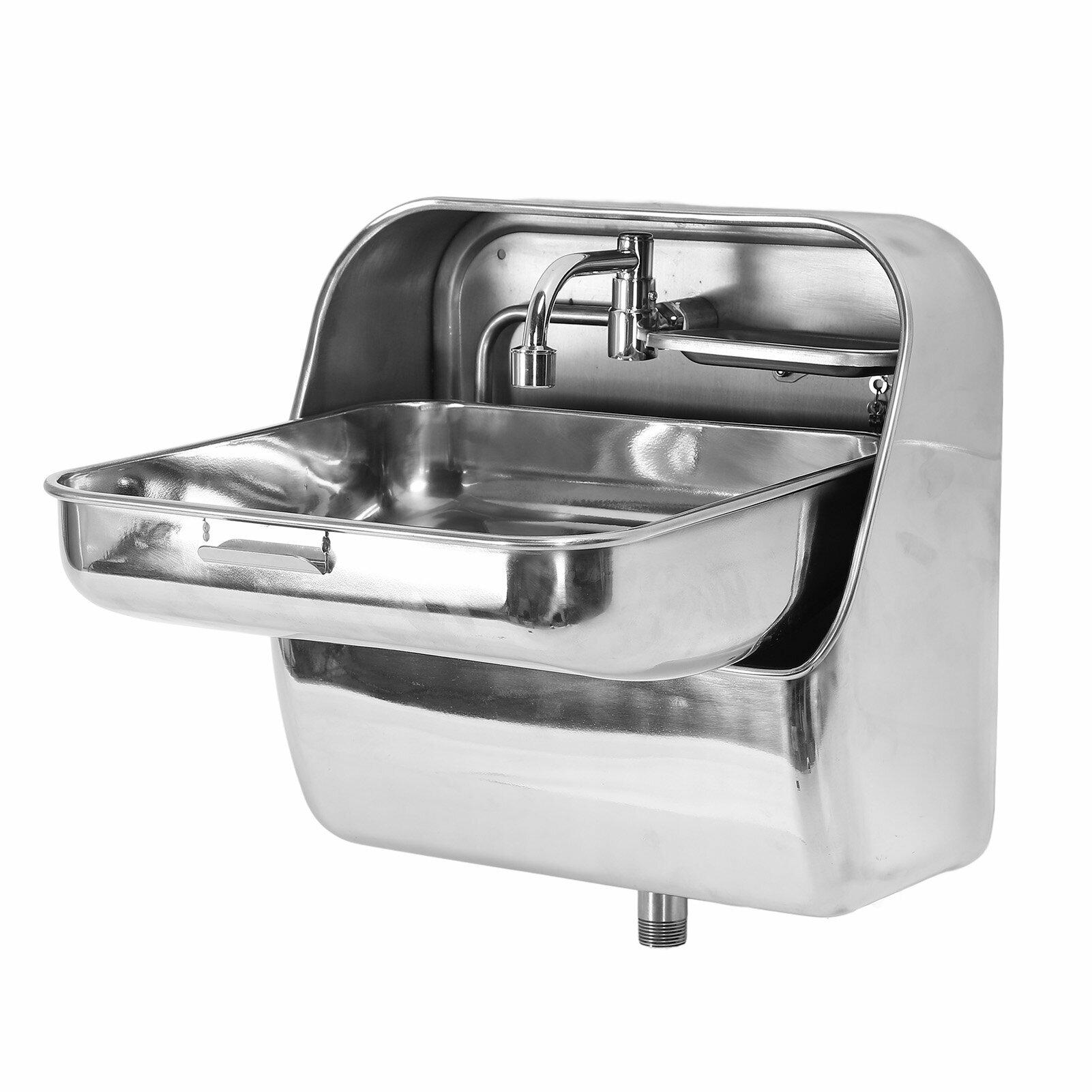 Настенная мойка из нержавеющей стали 304 со смесителем, скрытая подвесная раковина для автодома, фургона, лодки или кемпера.