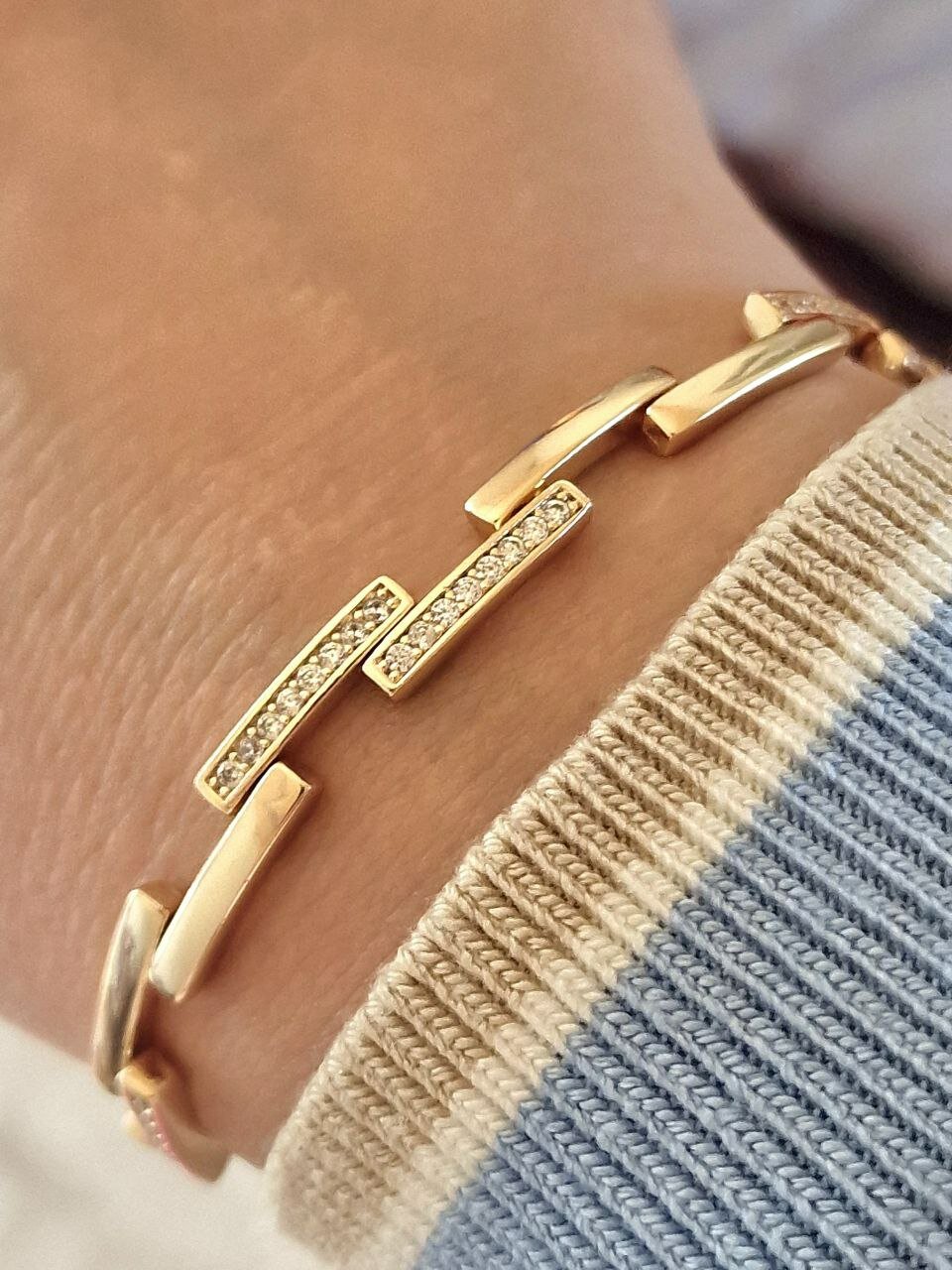 Браслет, фианит, искусственный камень