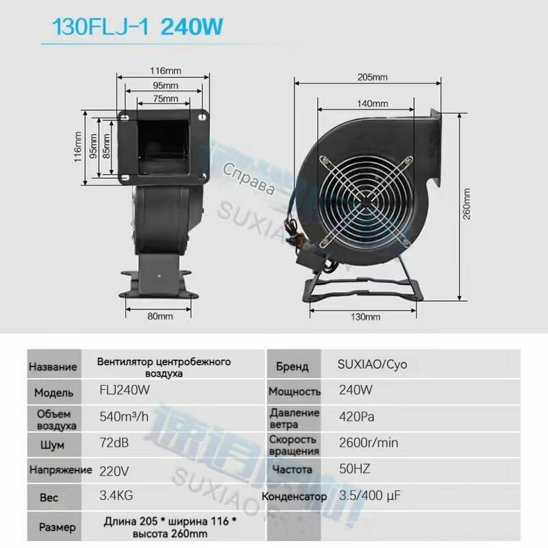 Центробежный вентилятор воздушной формы FLJ240W