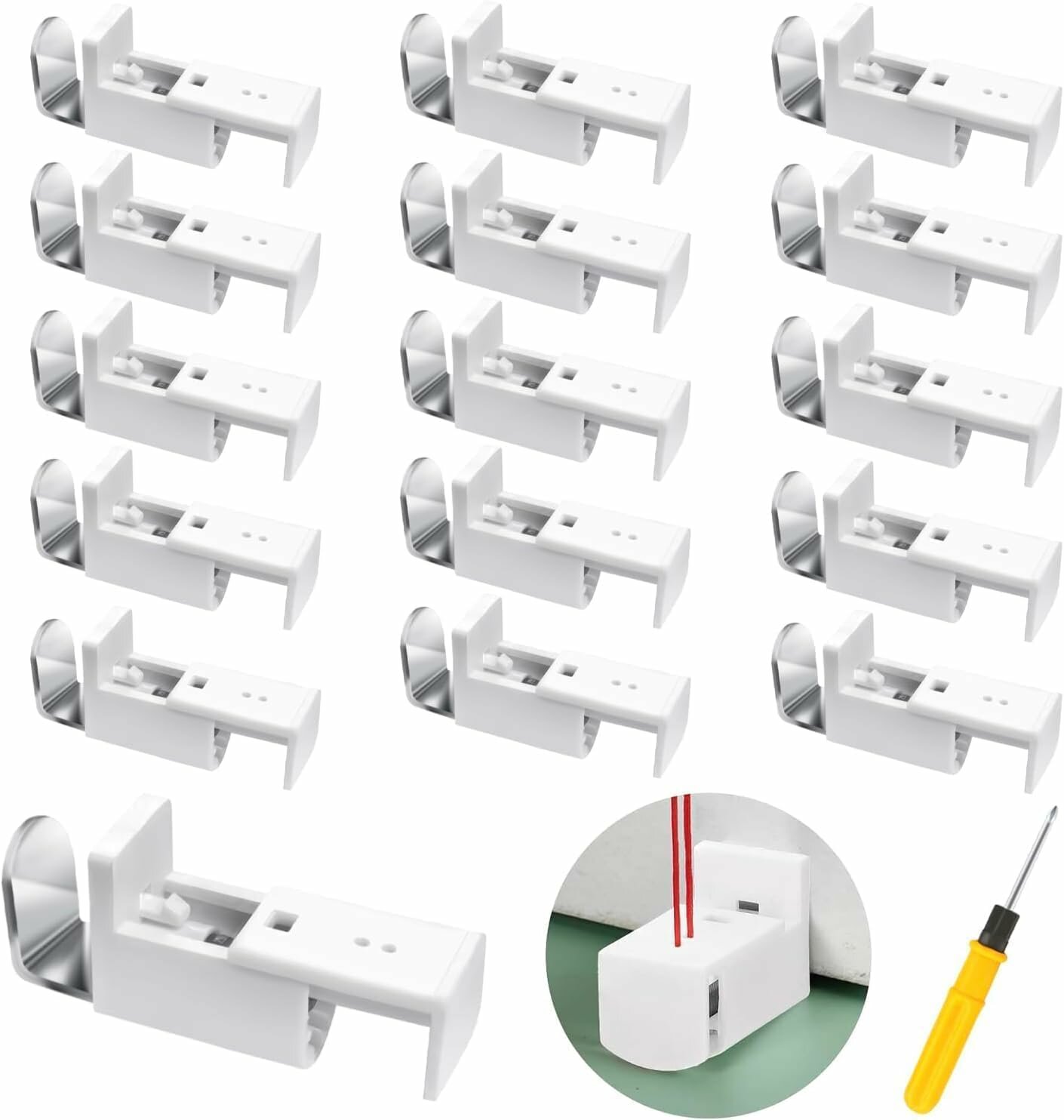 Кронштейн для жалюзи из 16 частей для складывания штор, металлический зажим без сверления, включая 1 отвертку