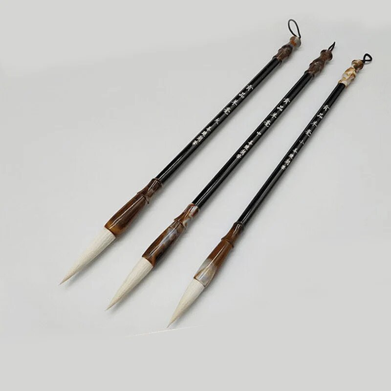 Набор кистей для каллиграфии, 3 шт, L/M/S, кисть для китайского письма, ласка, шерстяные волосы, традиционная кисть для рисования, несколько типов, обычная ручка для письма 3PCS D (Wool Hair)