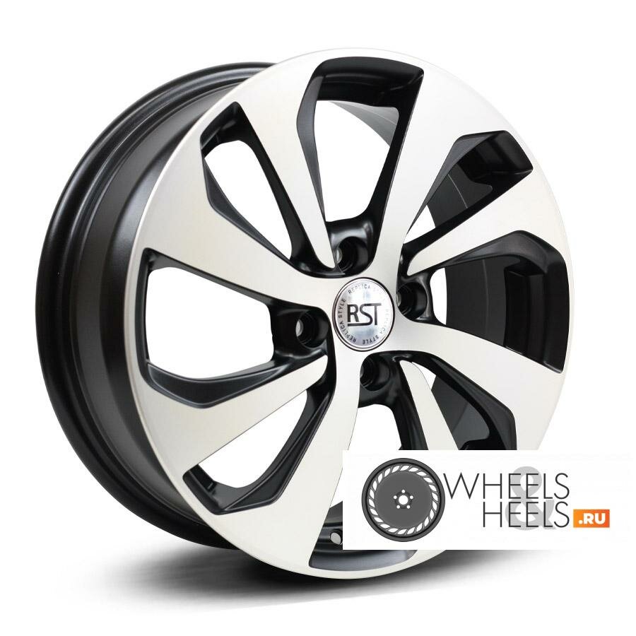 Диск автомобильный литой RST R005 15x6 4x100 et50 dia60.1 Черный матовый с полированной лицевой поверхностью