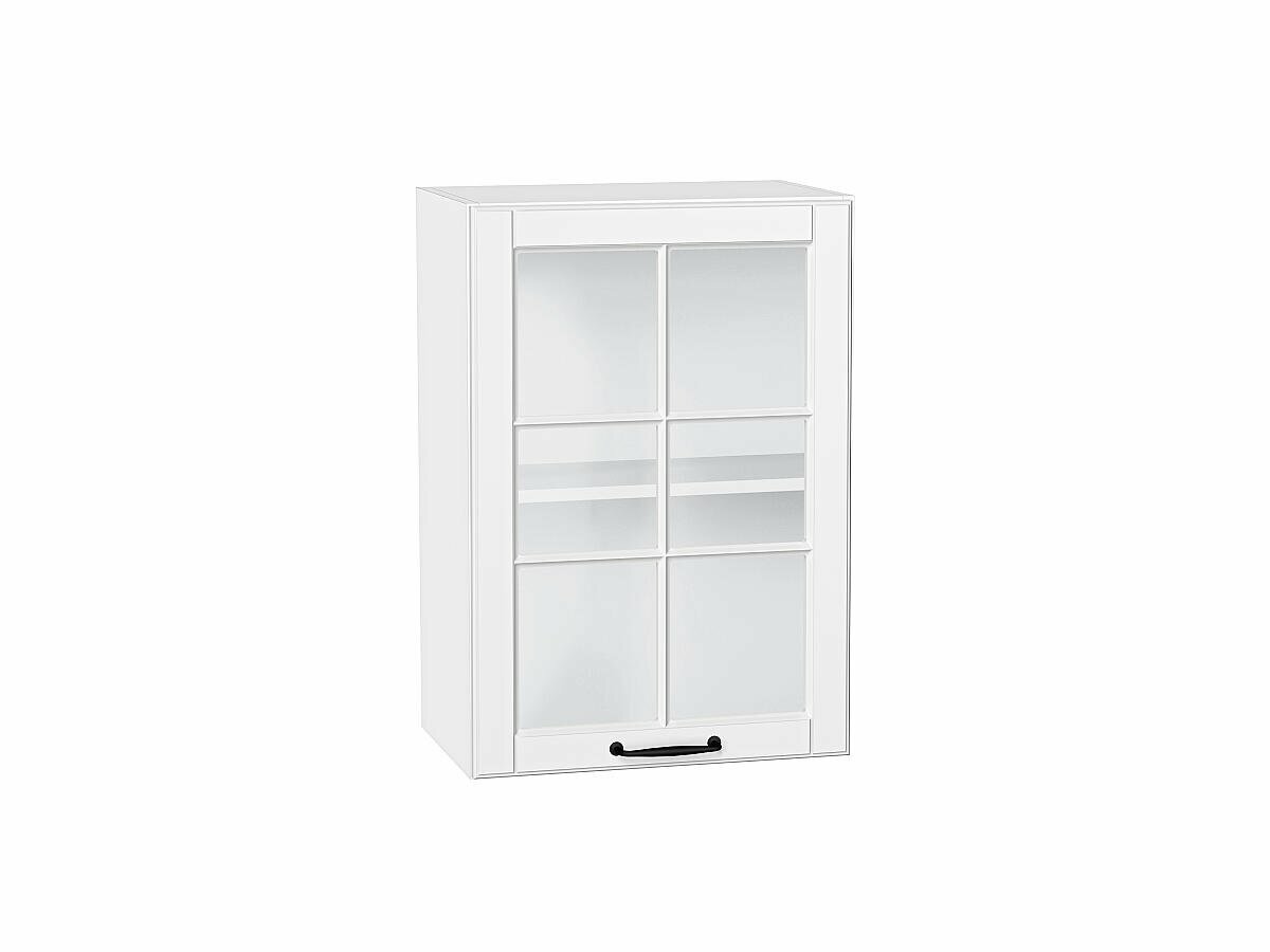 Шкаф верхний с 1-ой остекленной дверцей Дублин, цвет фасада Special White, цвет каркаса Белый, стекло прозрачное, 716*500*318 мм