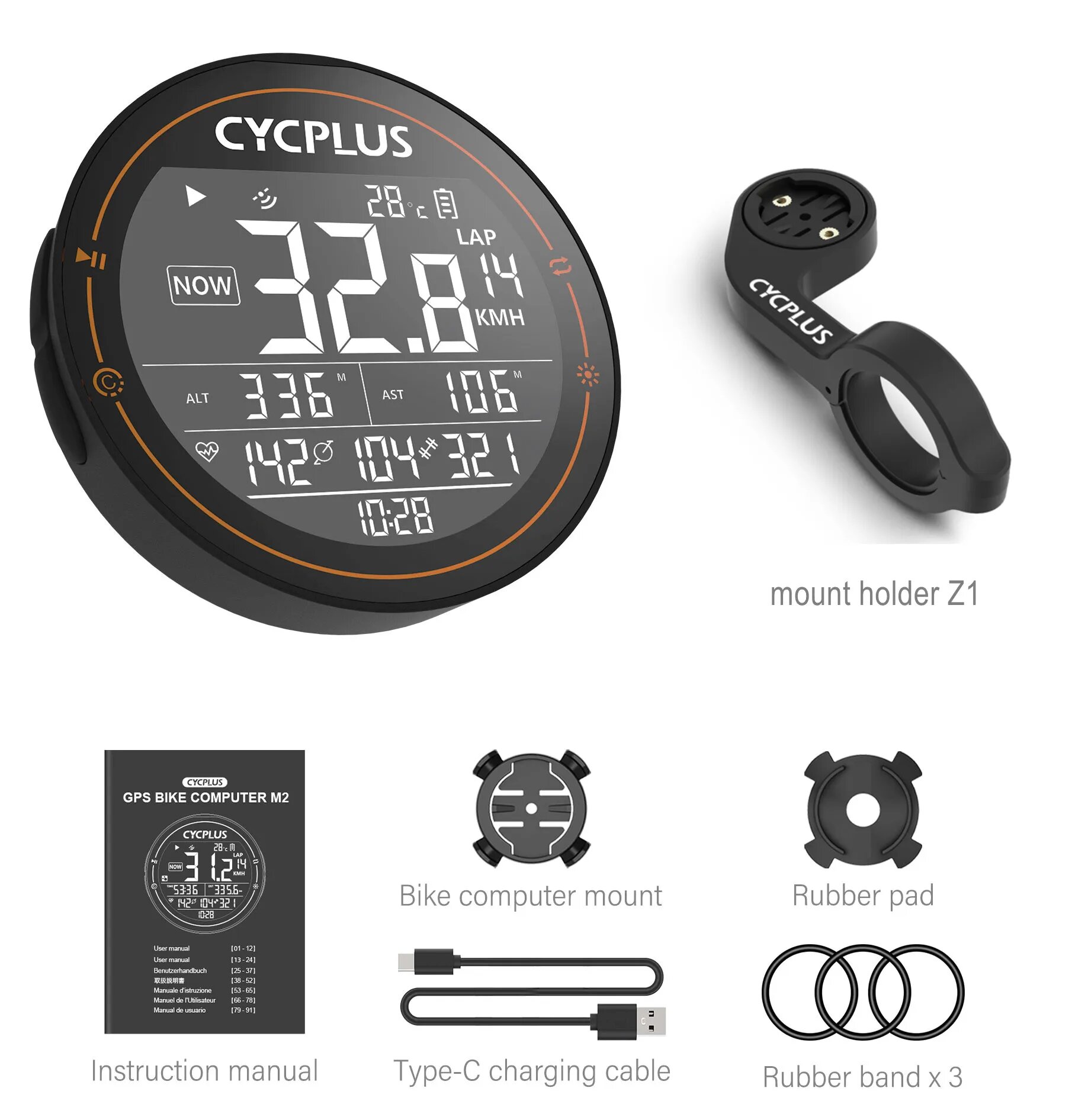 CYCPLUS M2 Велокомпьютер, Черный