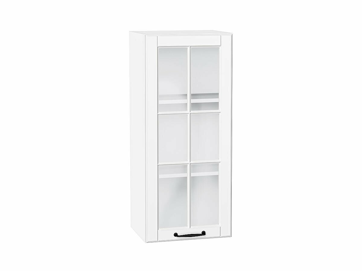 Шкаф верхний с 1-ой остекленной дверцей Дублин, цвет фасада Special White, цвет каркаса Белый, стекло прозрачное, 920*400*318 мм