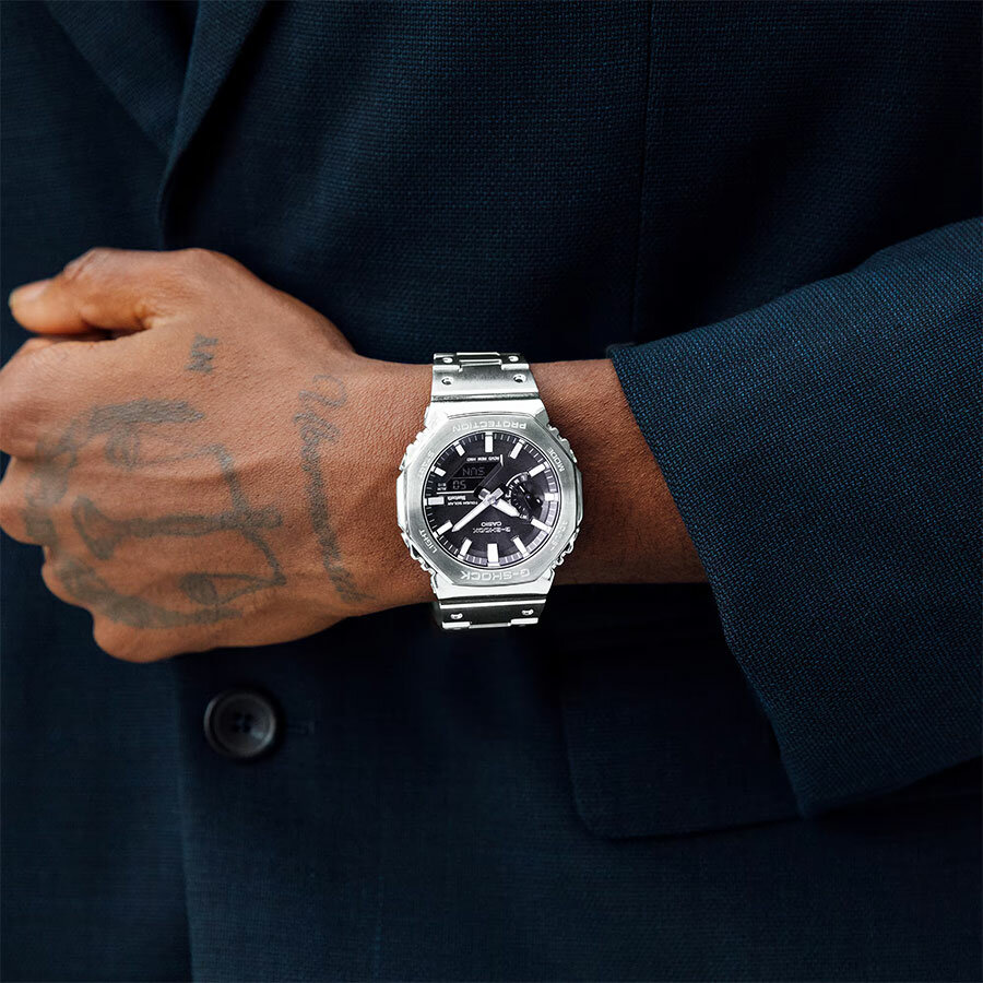 Наручные часы CASIO G-Shock, серебряный, черный — фото 1