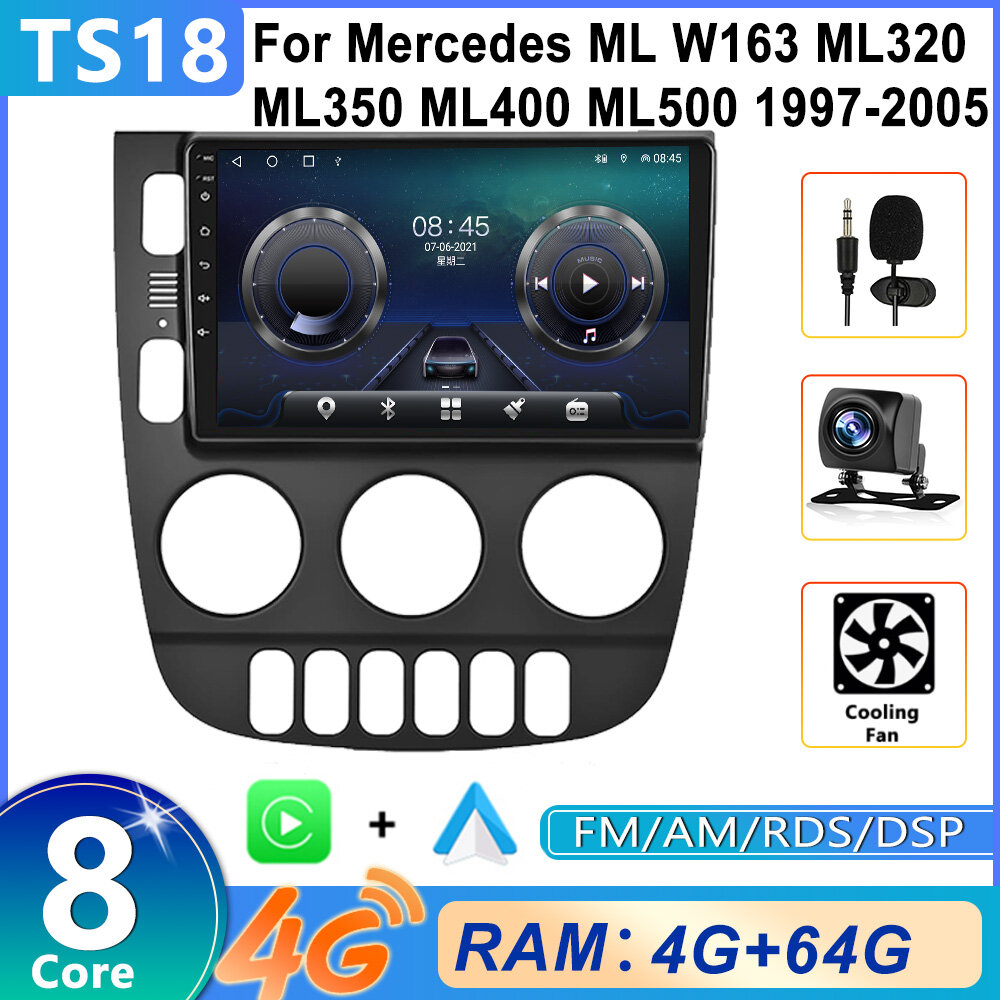 Магнитола для Mercedes ML W163 ML320 ML350 ML400 ML500 1997-2005 4G DSP Android Auto QLED-экран Carplay навигатор-Мультимедиа автомабиля