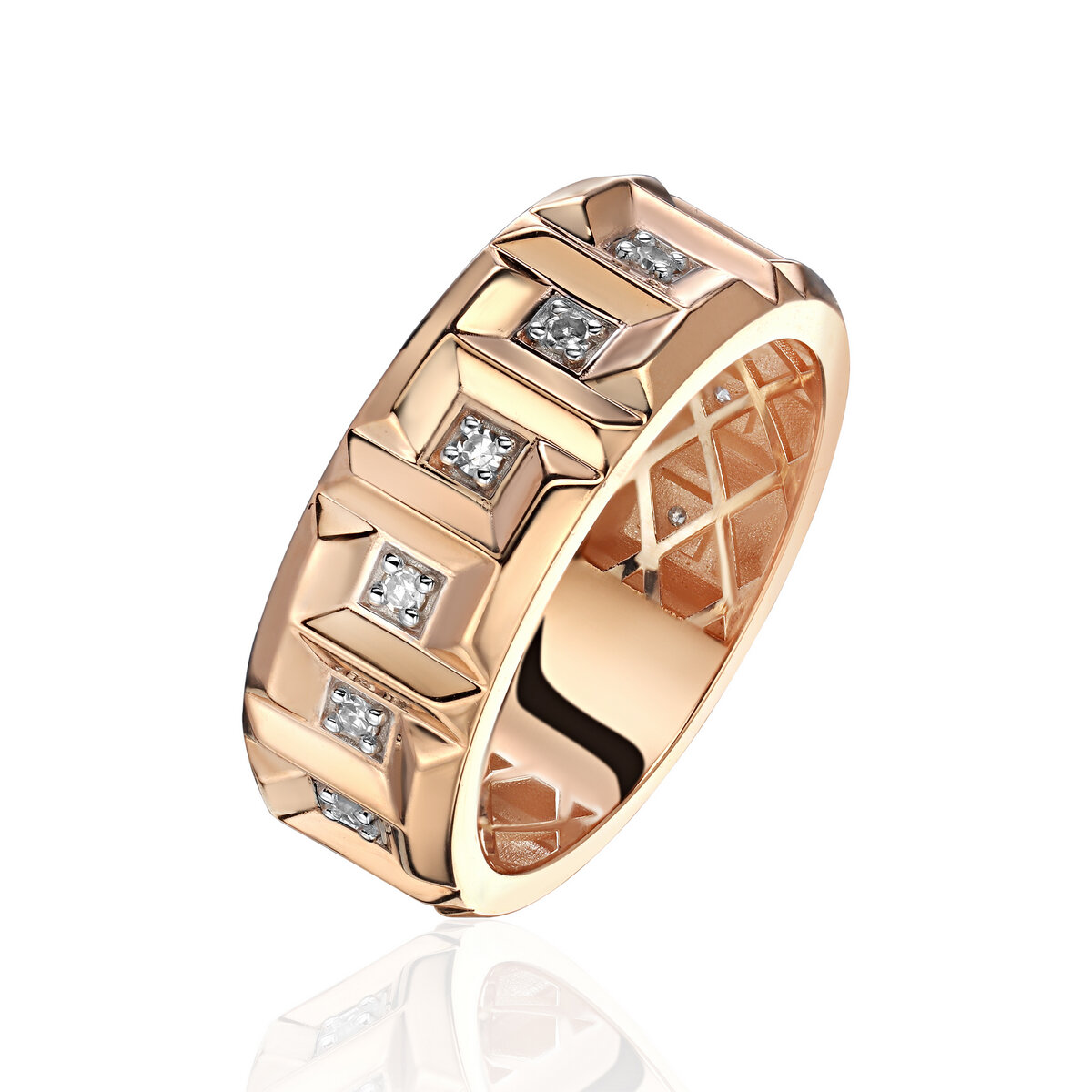 Кольцо, красное золото, 585 проба, бриллиант