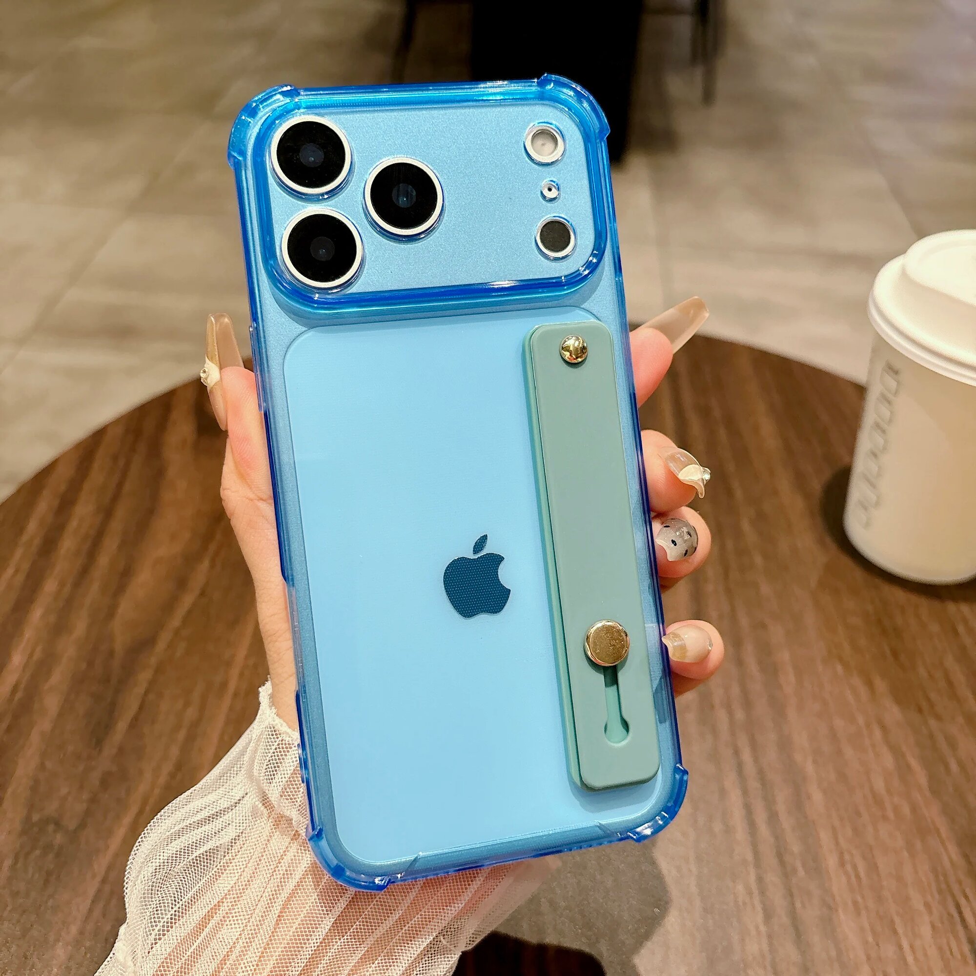 Роскошный силиконовый прозрачный яркий флуоресцентный чехол для iPhone 17, Air Айфон 16 Про, Blue