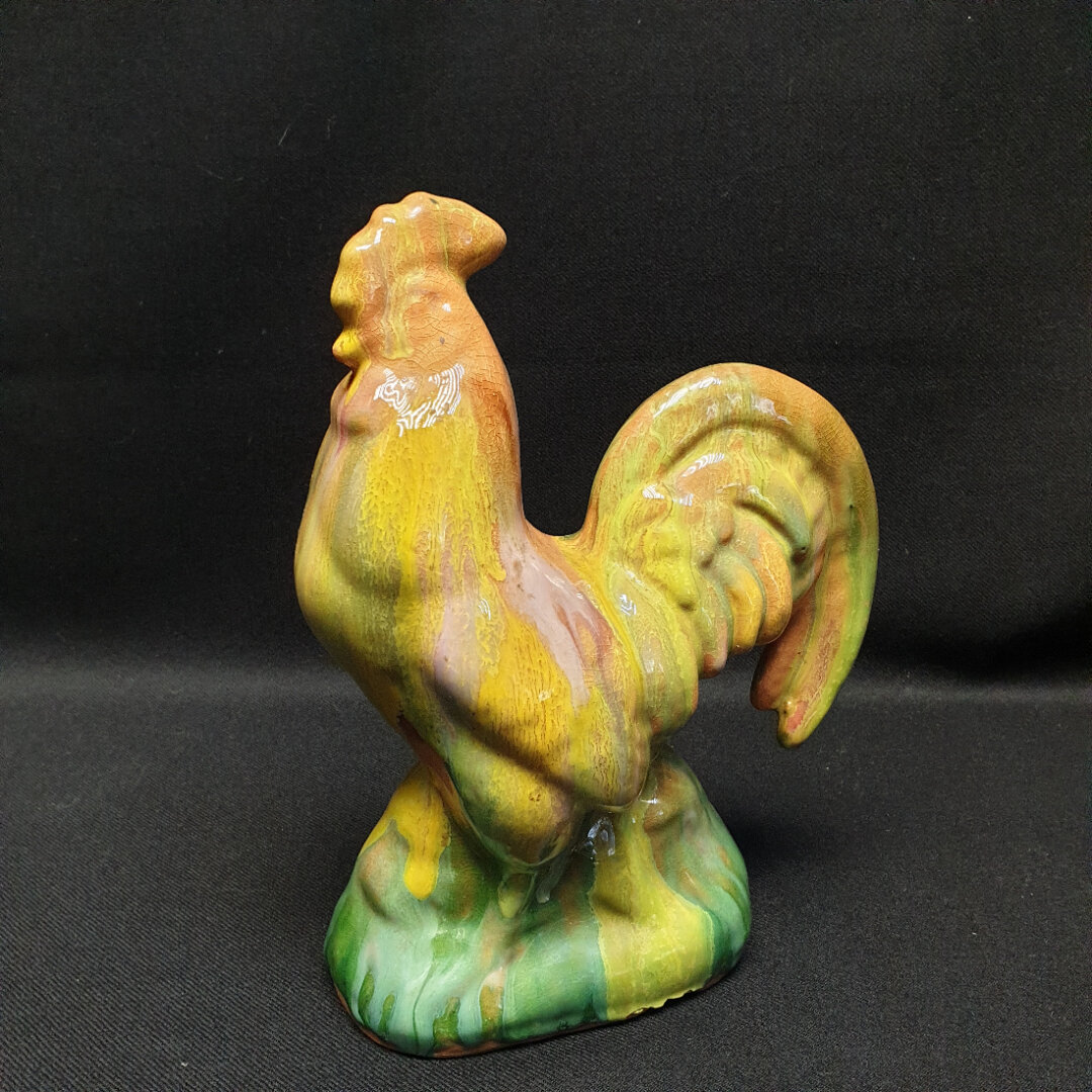 Керамическая копилка "Петушок", обливная керамика, 17х8х23 см. Винтаж, СССР.