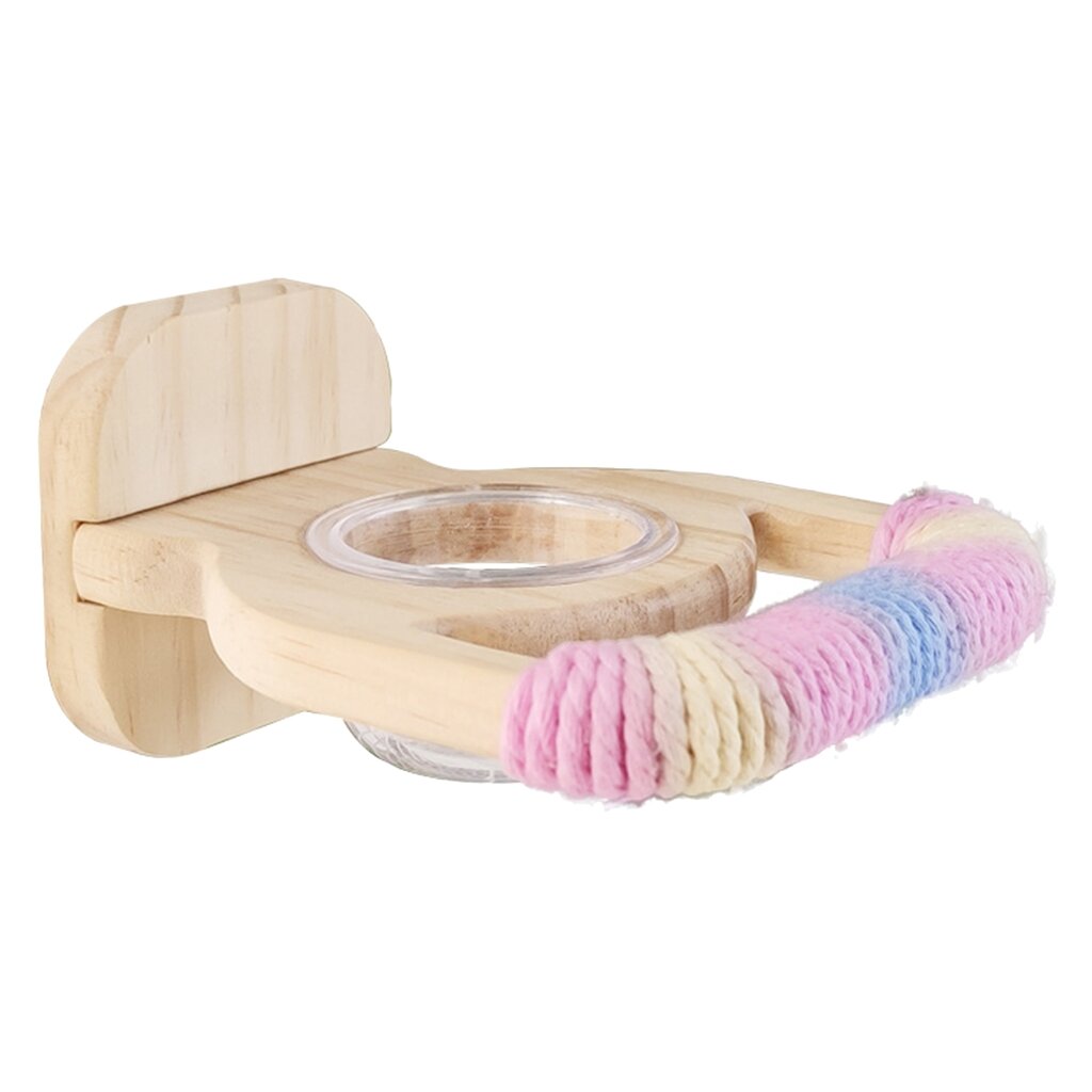 Тренировочная жердь с кормушкой для маленьких попугаев и корелл