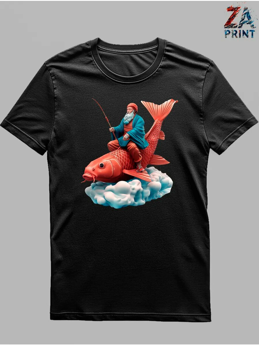 Футболка рыба и рыбак