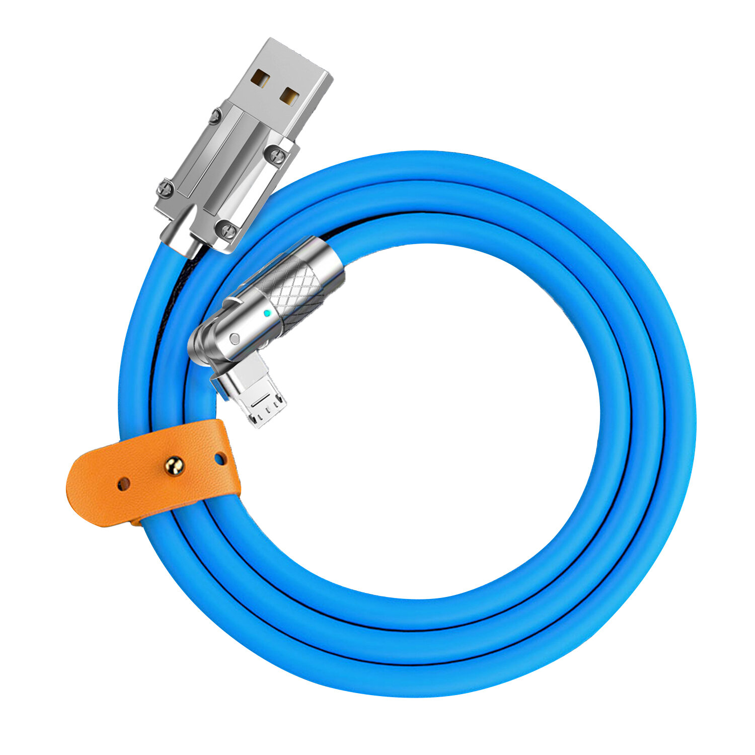 Кабель для зарядки и передачи данных для Android, быстрая зарядка, цинк-алюминиевый спуск, 180 градусов вращение, 120W, индикатор зарядки, 1 шт.