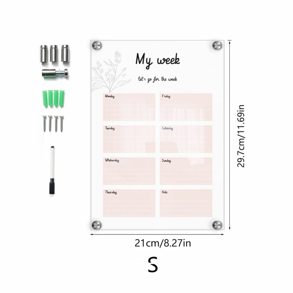 Прозрачный акриловый еженедельный календарь со списком дел, доска, планировщик на 7 дней для планирования еды и списков покупок продуктов