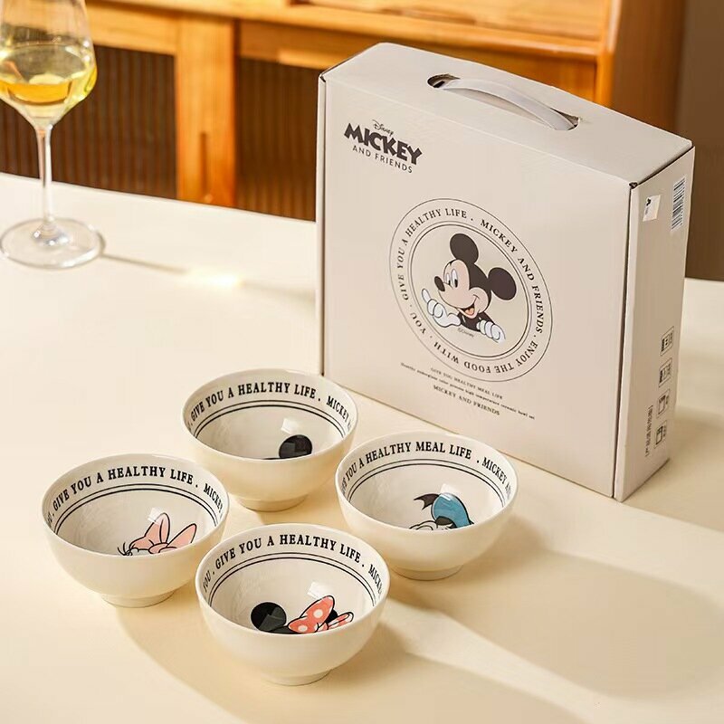 Disney Winnie the Pooh, Stitch, Mickey and Minnie ceramic microwave bowl set