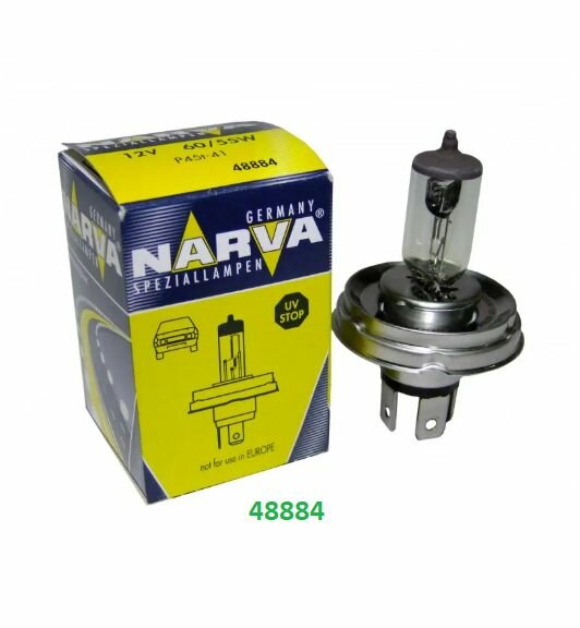 NARVA Лампа автомобильная H4 P45t-41 60/55w 12v, 1 шт. арт. 48884