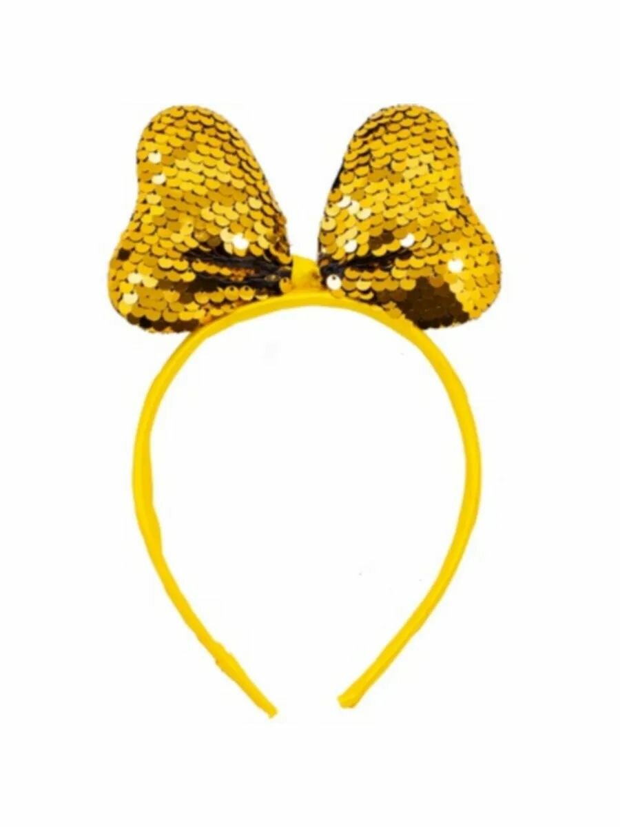 Ободок Бантик с пайетками золотистый