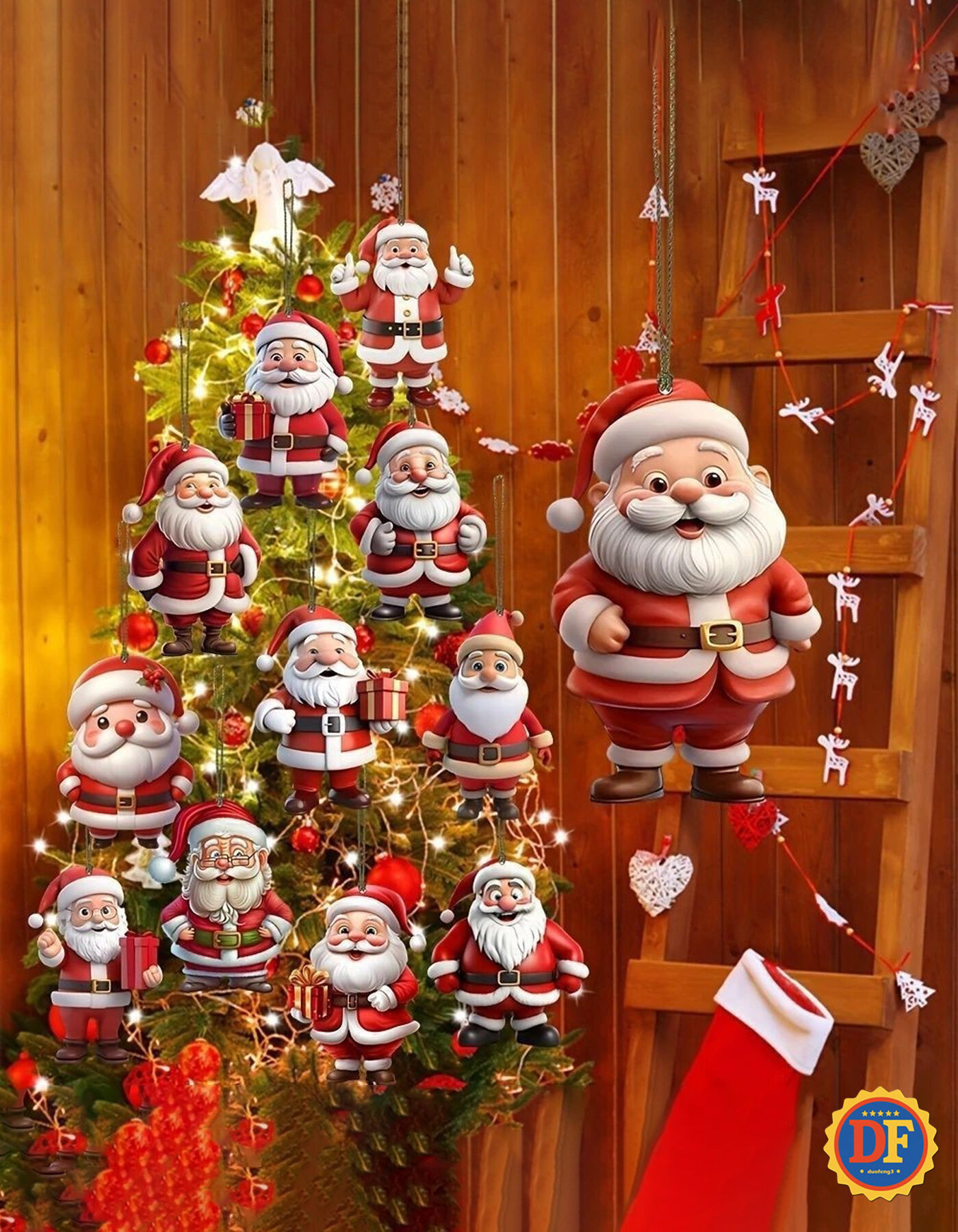 Экологичный деревянный декор для праздника — 8 дизайнов, подвесные украшения, новогодние подарки，24 шт.