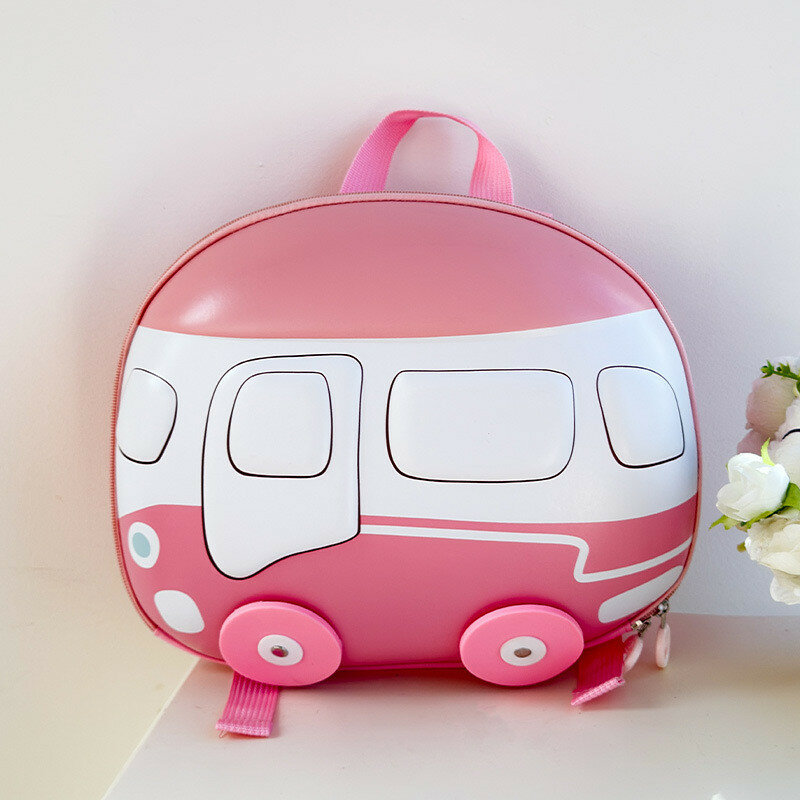 Очаровательный рюкзак в виде машины для детей, легкий и прочный нейлоновый, для школы, розовый