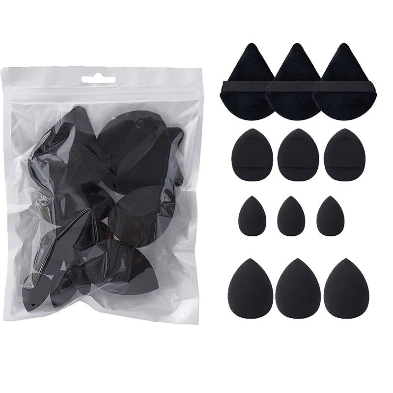 12 шт, губка для макияжа, бархатная треугольная пудра, пуховка для лица, пуховки для пальцев, мини-красота, яйцо, жидкая основа, инструменты, аксессуары для макияжа