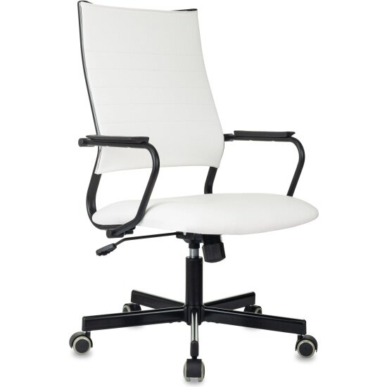 Кресло руководителя Бюрократ CH BALANCE белый экокожа крестов. металл черный