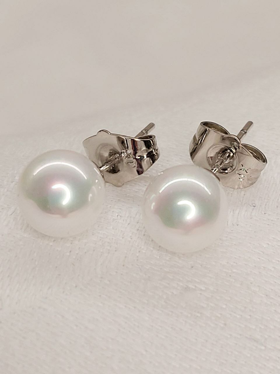 Серьги пусеты, жемчуг имитация